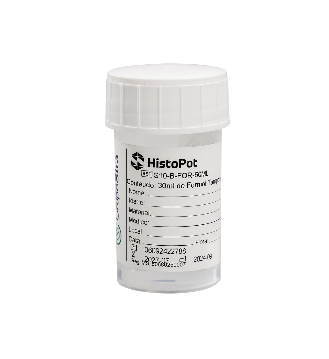 HistoPot® - Frascos para Biópsia - Formol Tamponado 10 % - 60 mL ...