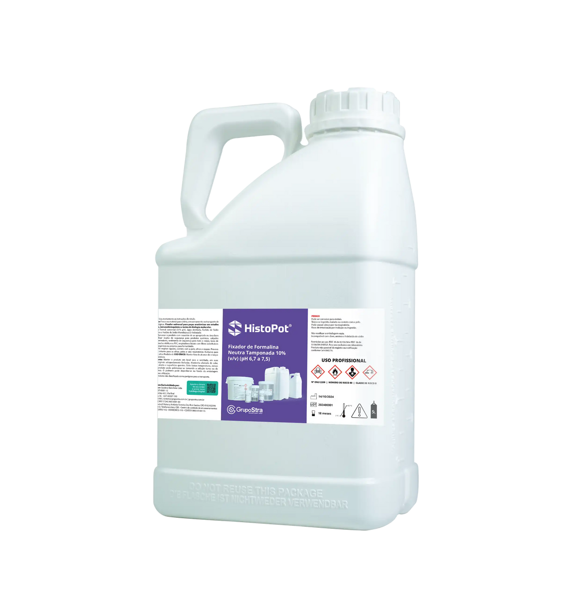 HistoPot® em Galões Formol - Tamponado 10% - 5 L – Grupo Stra - Saúde e ...